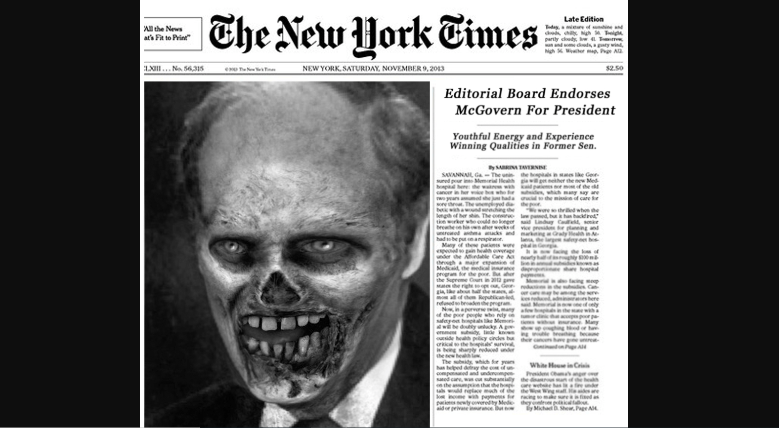 New York Times Endorses Festering Corpse Of George McGovern For ...